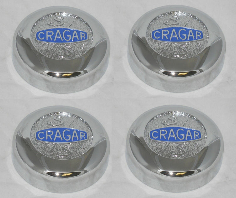 4 CAP DEAL CRAGAR S/S CHROME BLUE WHEEL RIM CENTER CAPS 09090 / 06060 ...