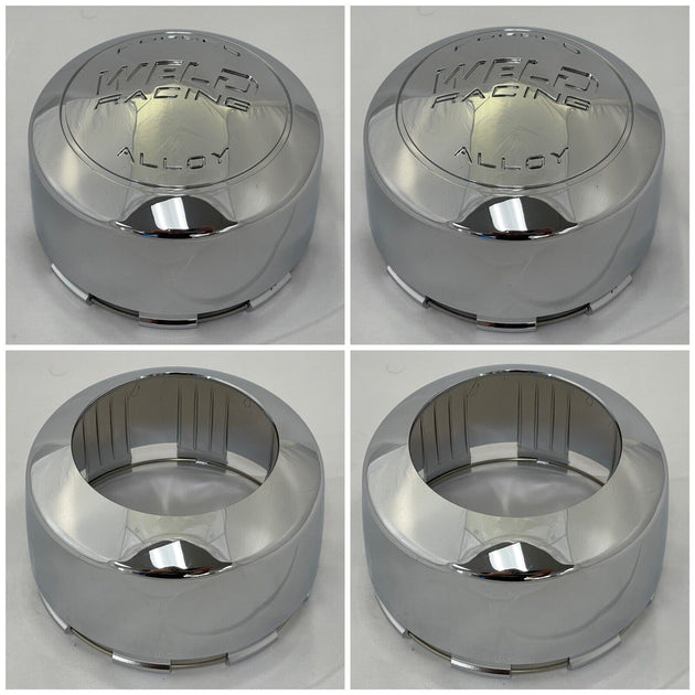 (2) OPEN (2) CLOSED WELD RACING WHEEL RIM CHROME CENTER CAPS 614-4935 ...