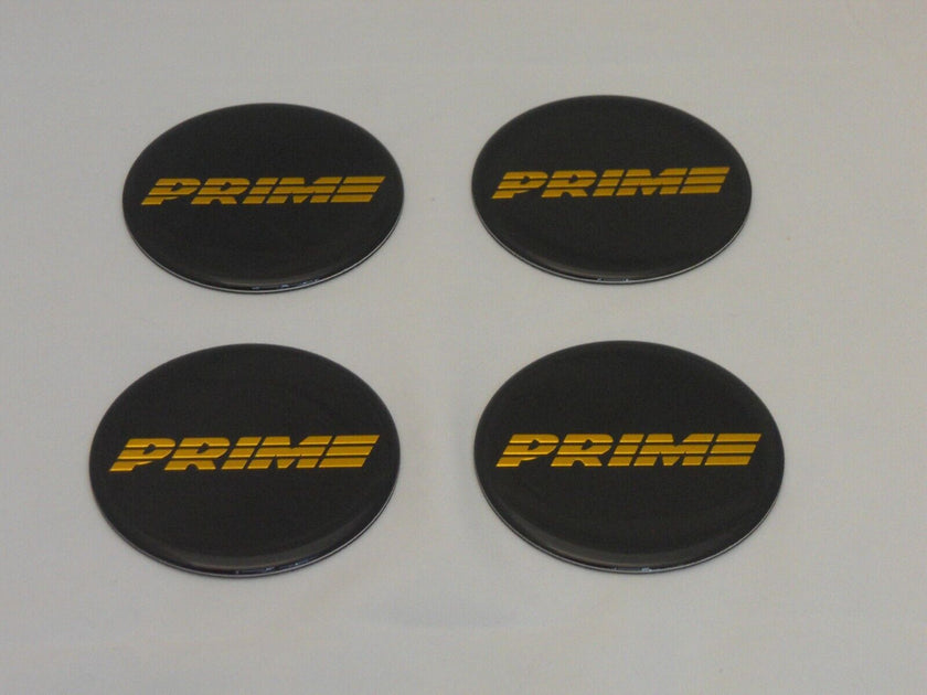 4 x PRIME GOLD WHEEL RIM CENTER CAP STICKER EMBLEM DECAL 2.75" / 70MM ...