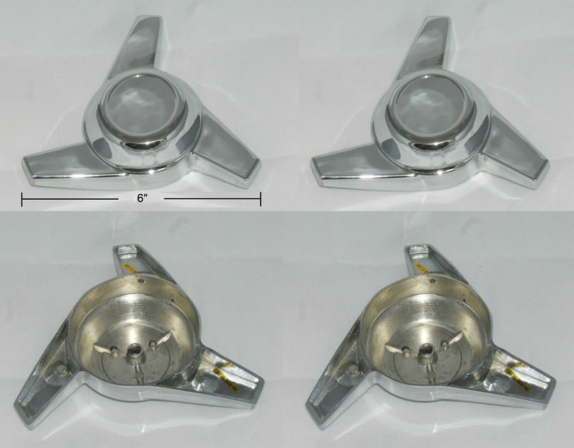 4 PIECES SWEPT STUD MOUNT SPINNER TRIBAR KNOCKOFF CHROME WHEEL RIM CEN ...