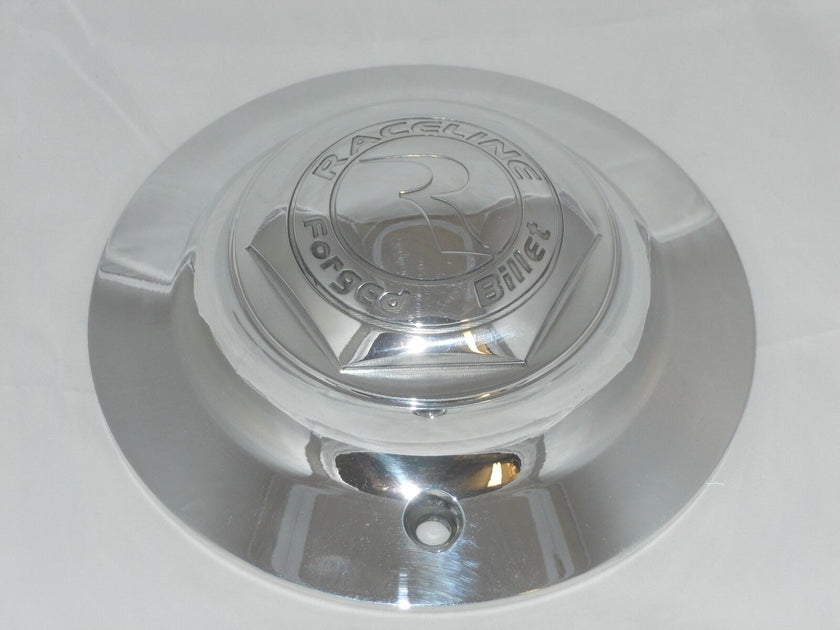 RACELINE WHEEL RIM CENTER CAP 6-3/4" DIA POLISHED ALUMINUM FORGED BILL ...