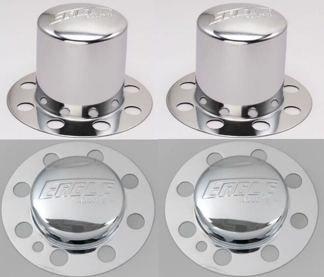 SET OF 4 DUALLY 8 LUG EAGLE ALLOYS CHROME WHEEL CENTER CAPS 3109-06 31 ...