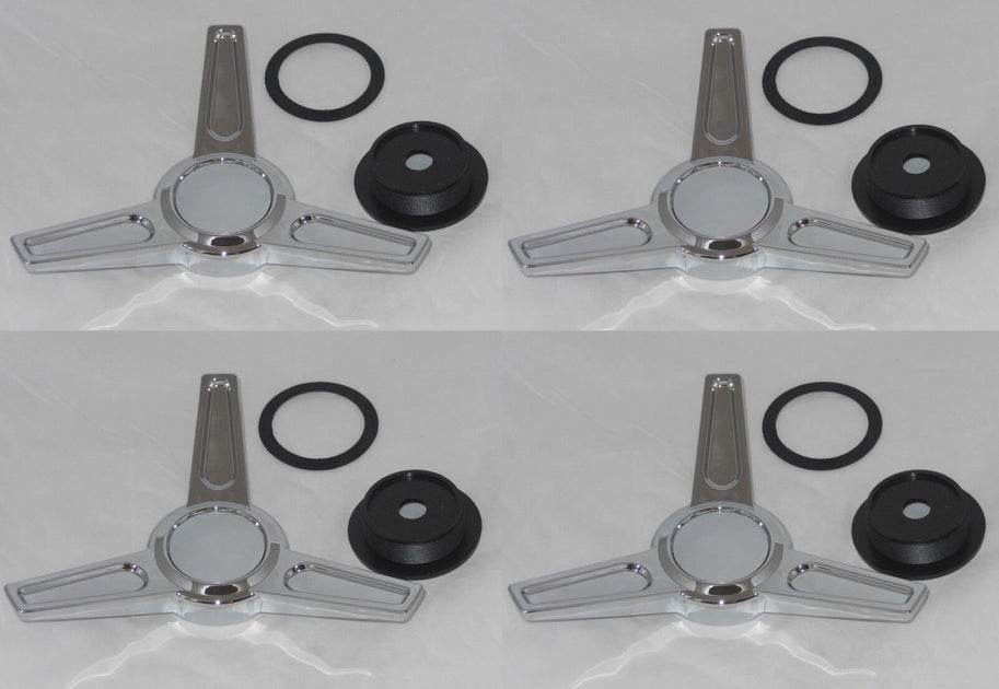 4 RIDLER 695 650 651 675 KNOCKOFF WHEEL RIM SPINNER TRI BAR CENTER CAP ...