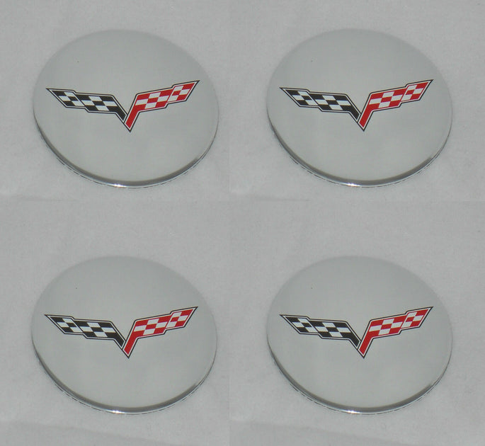 SET OF 4 CHEVY CORVETTE Z06 C6 FLAGS WHEEL RIM CENTER CAP EMBLEM 55MM ...