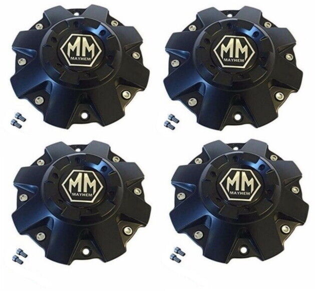 4 CAP DEAL MAYHEM FLAT MATTE BLACK WHEEL RIM CENTER CAP C108010MB01 W ...