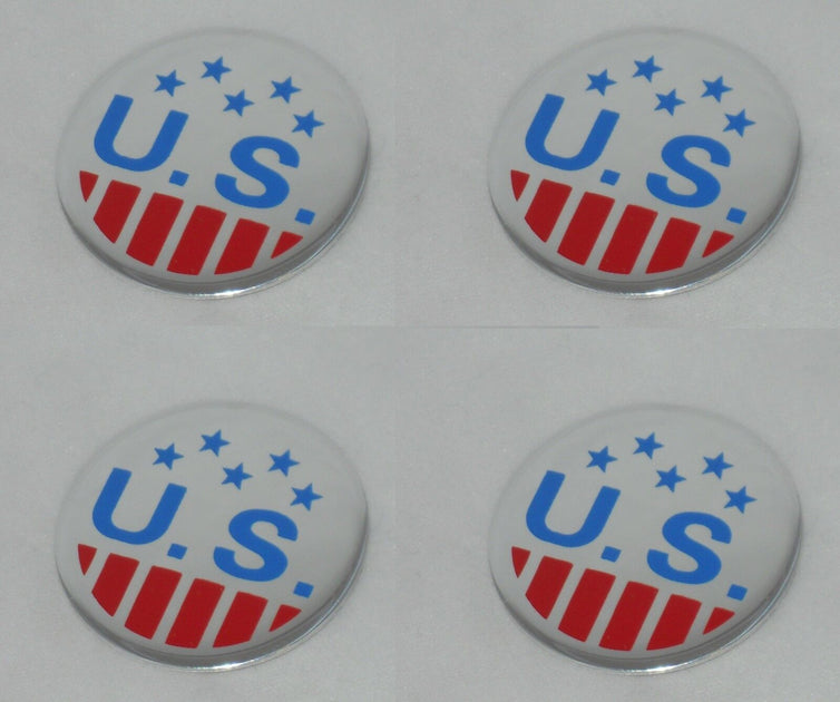 SET OF 4 U.S. MAGS VINTAGE WHEEL RIM CENTER CAP STICKERS LOGO 1-7/16 ...
